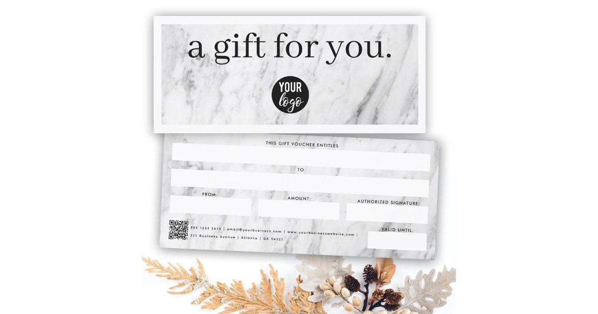 Business Logo QR Code Gift Certificate Voucher | Zazzle