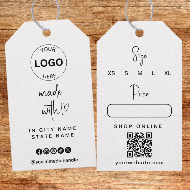 Business Logo Qr Code Hang Tags Price Swing | Zazzle