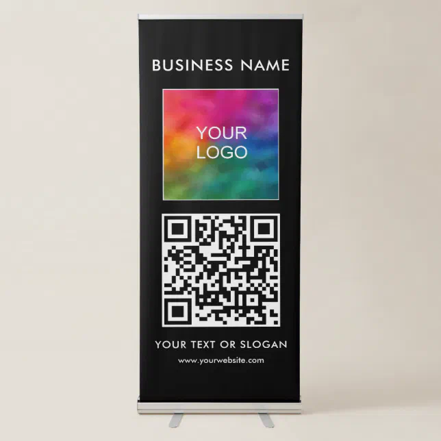 Business Logo QR Code Here Vertical Elegant Modern Retractable Banner ...