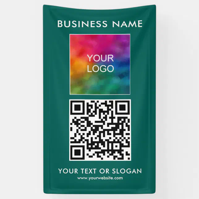 Business Logo QR Code Here Vertical Template Best Banner | Zazzle