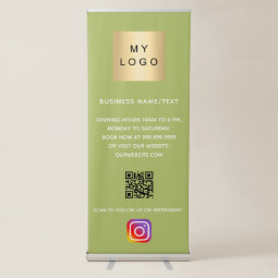 Business logo qr code instagram green yellow green retractable banner ...