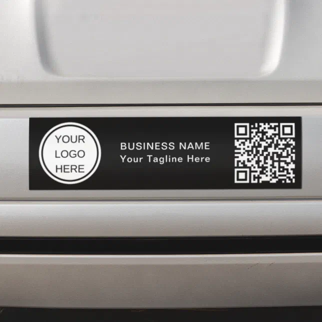 Business Logo & QR Code l Black & White Branding Bumper Sticker | Zazzle