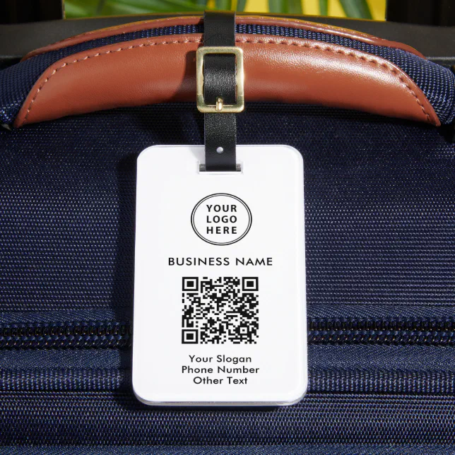 Business Logo QR Code Luggage Tag | Zazzle