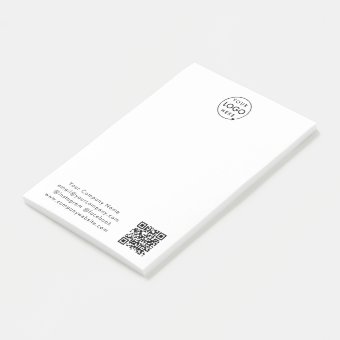 Business Logo | QR Code Minimal Simple White Post-it Notes | Zazzle