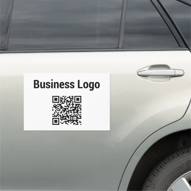 Business Logo QR Code Modern Minimal Car Magnet | Zazzle