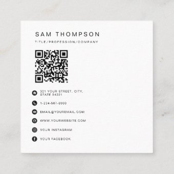 Business Logo QR Code Modern Minimalist White Calling Card | Zazzle