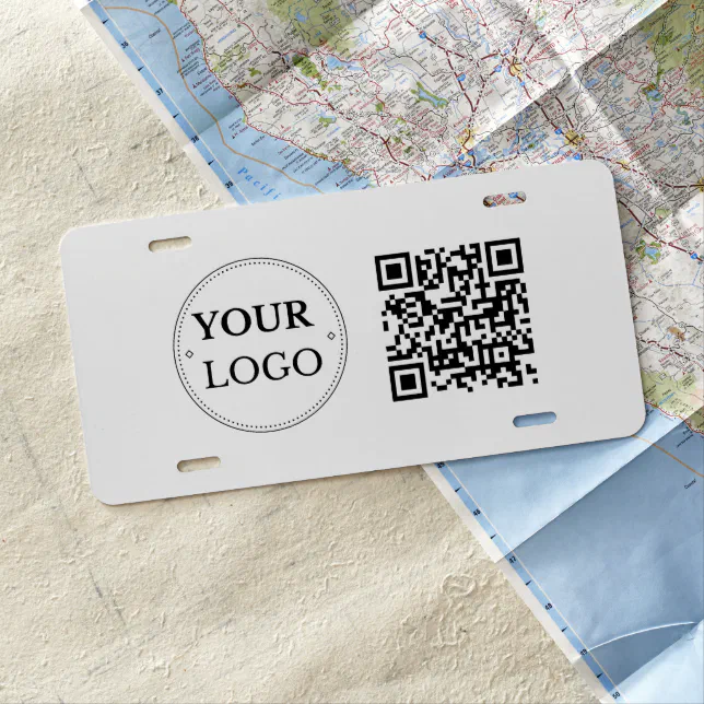 Business Logo QR Code Modern Professional License Plate | Zazzle