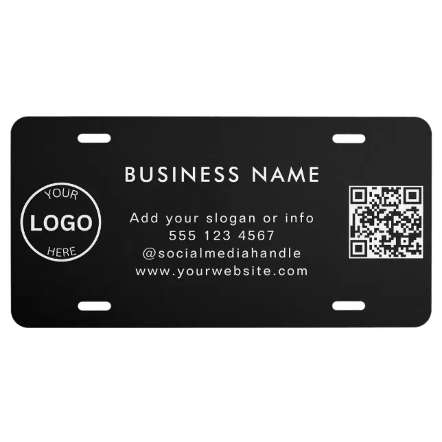 Business Logo Qr Code Modern Simple License Plate | Zazzle