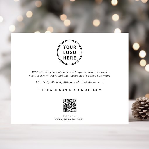 Business Logo QR Code Photo Corporate Christmas Holiday Card | Zazzle