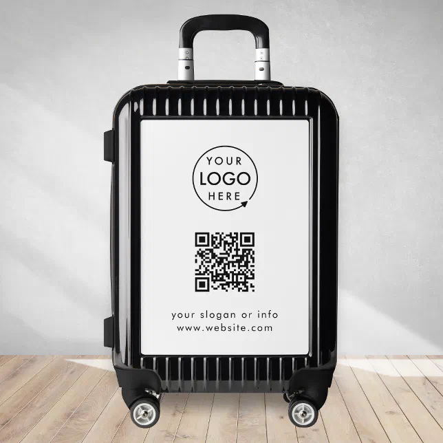 Business Logo | QR Code Professional Minimal White Luggage | Zazzle