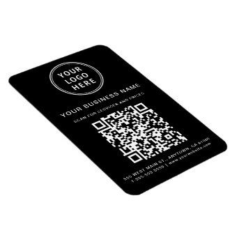 Business Logo QR Code Promotional Black Magnet | Zazzle