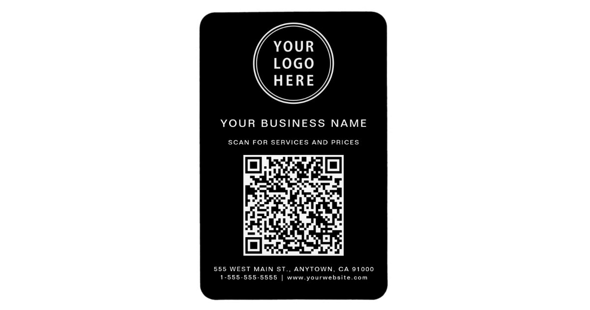 Business Logo QR Code Promotional Black Magnet | Zazzle