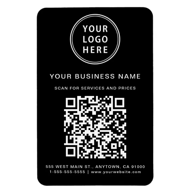 Business Logo QR Code Promotional Black Magnet | Zazzle