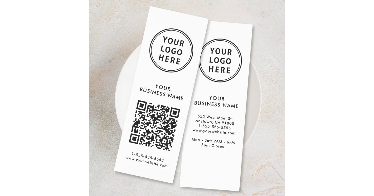 Business Logo QR Code Promotional Bookmarks | Zazzle