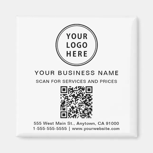 Business Logo QR Code Promotional Magnet | Zazzle