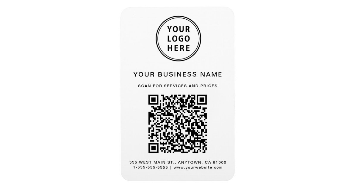 Business Logo QR Code Promotional Magnet | Zazzle