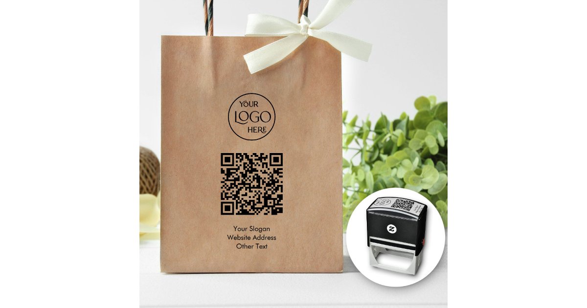 Business Logo QR Code Promotional Modern Self-inking Stamp | Zazzle