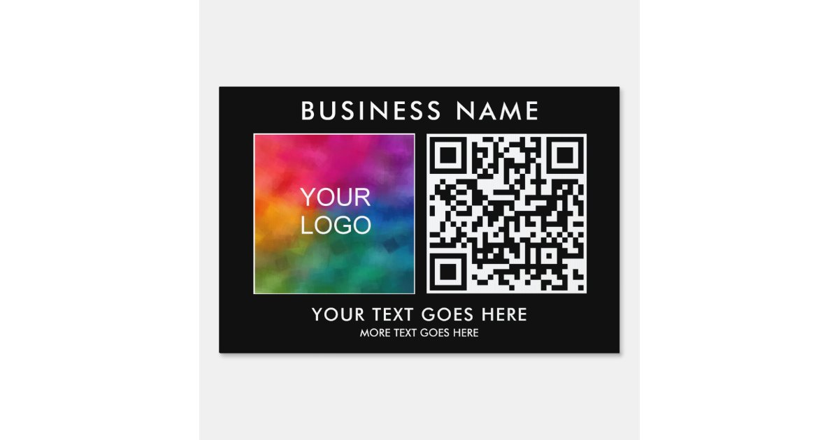 Business Logo QR Code Rectangle Outdoor Yard Sign | Zazzle