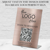 Business Logo QR Code Rose Gold Pedestal Sign | Zazzle