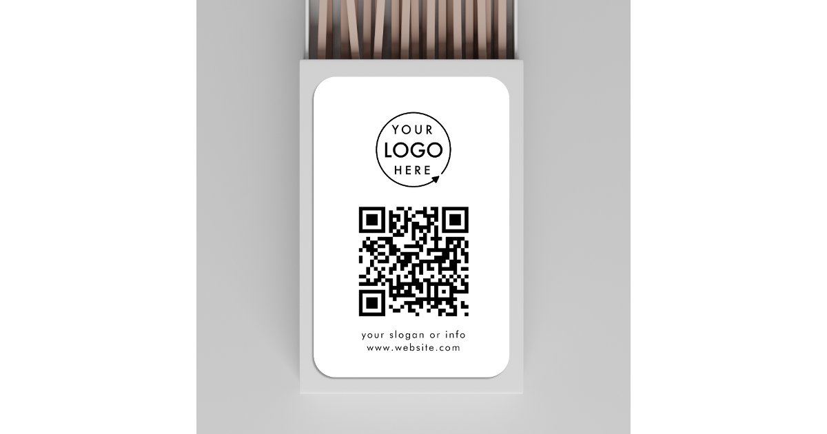 Business Logo QR Code Scannable Promotional White Matchboxes | Zazzle