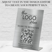 Business Logo QR Code Silver Pedestal Sign | Zazzle