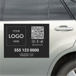 Business Logo QR Code Social Media Car Magnet | Zazzle