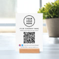 Business Logo QR Code Social Media Tabletop Sign Holder | Zazzle