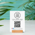 Business Logo QR Code Social Media Tabletop Sign Holder | Zazzle
