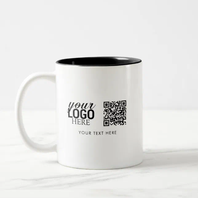 Business Logo QR Code & Text Customer Gifts Two-Tone Coffee Mug | Zazzle