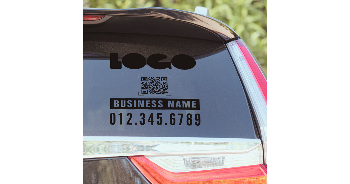 Business Logo QR on Vinyl square Car Window Bumper Sticker | Zazzle
