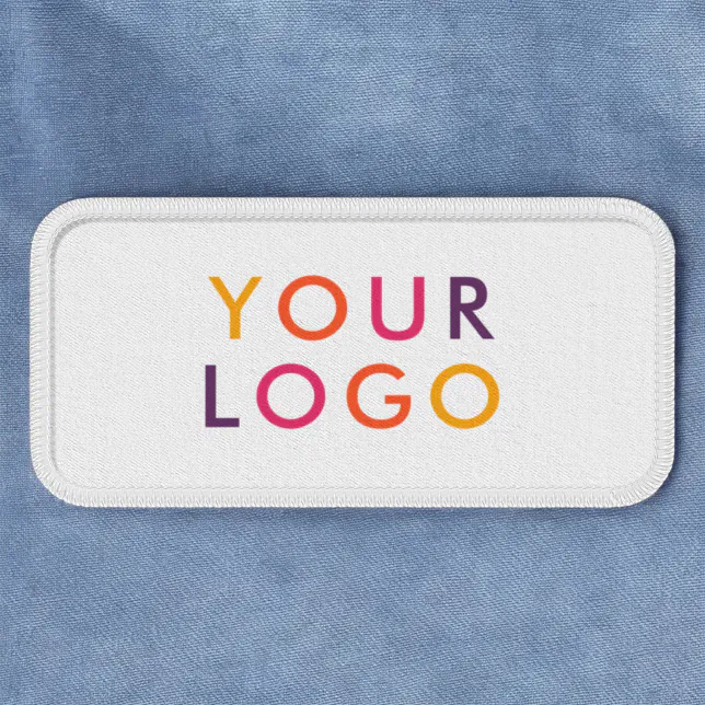 Business Logo Rectangle White Patch | Zazzle