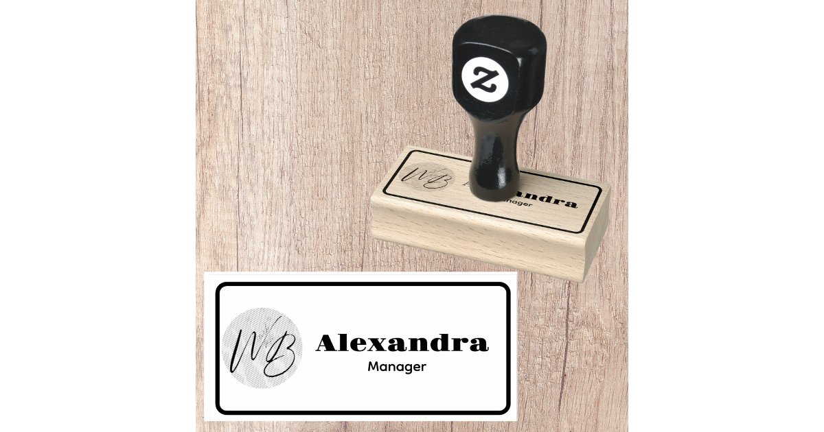 Business Logo Restaurant Manager Personalized Rubber Stamp | Zazzle