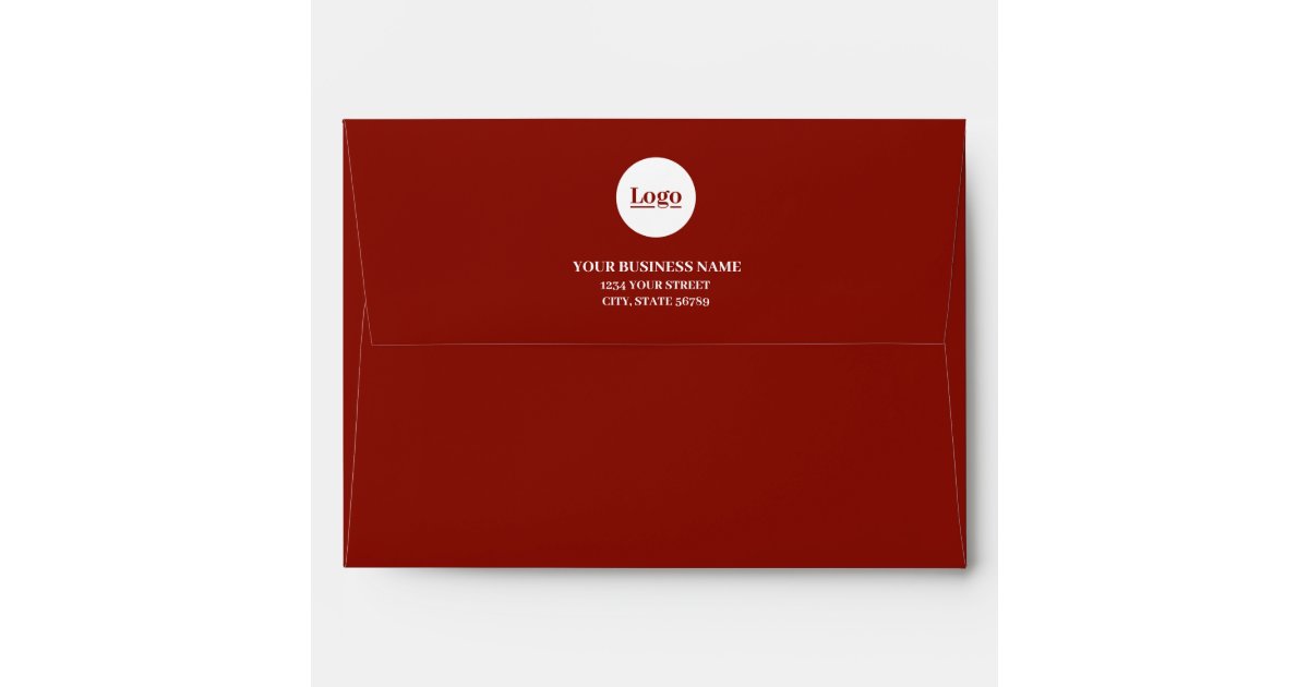 Business Logo Return Address Christmas Red Envelope | Zazzle