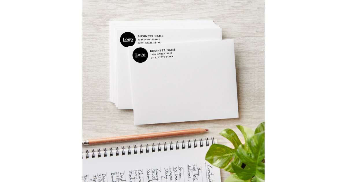 Business Logo Return Address White Envelope | Zazzle