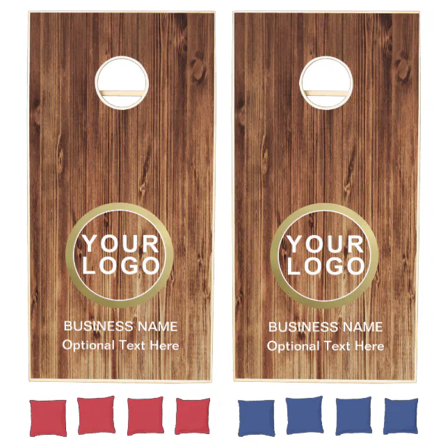 Business Logo Rustic Barn Wood Cornhole Set | Zazzle