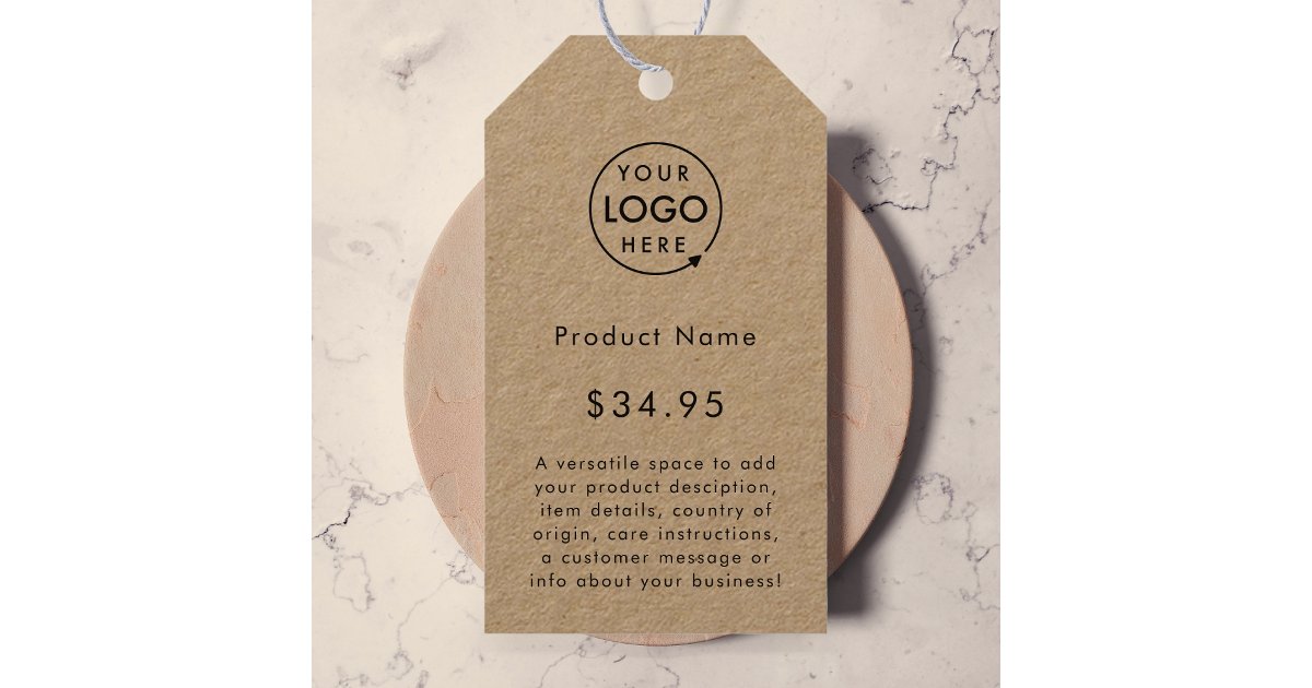 Business Logo | Rustic Kraft Product Price Tags | Zazzle
