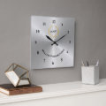 Business Logo Silver Square Wall Clock | Zazzle