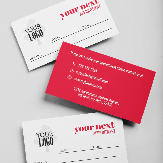 Business Logo Simple Minimalist Bold Red Appointment Card | Zazzle