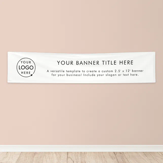 Business Logo | Simple Minimalist Modern White 12' Banner | Zazzle