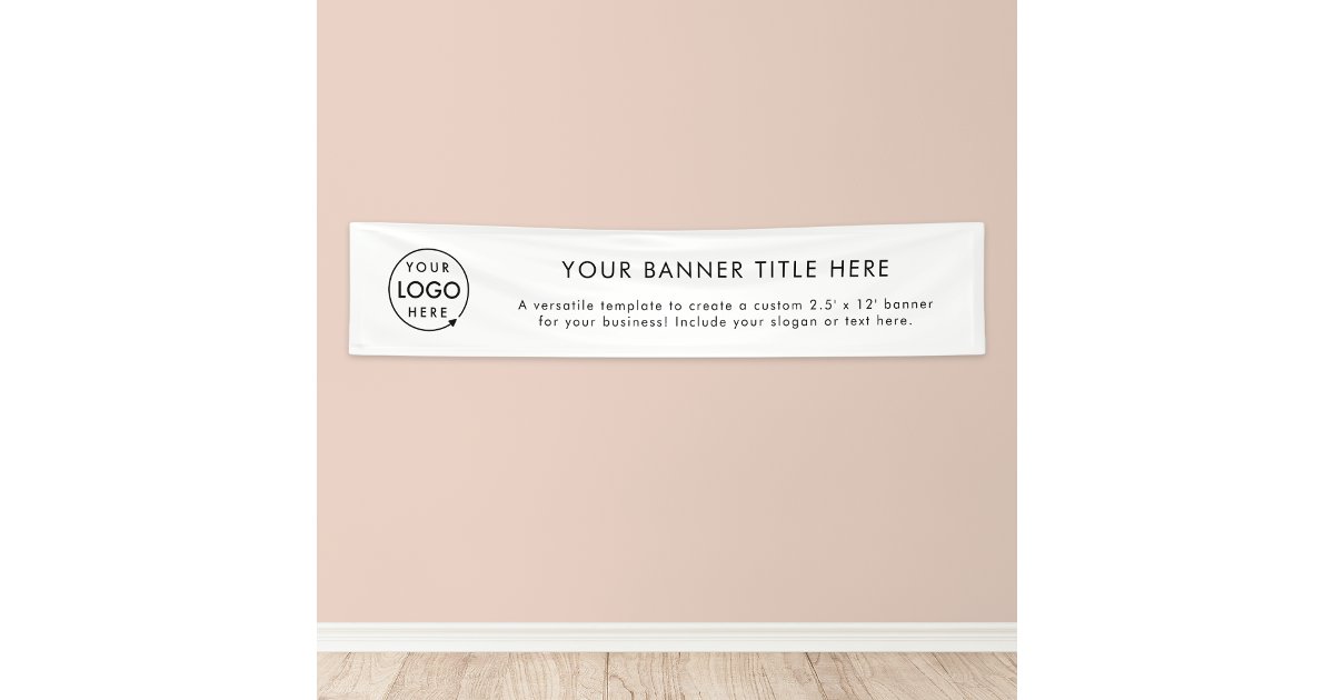 Business Logo | Simple Minimalist Modern White 12' Banner | Zazzle