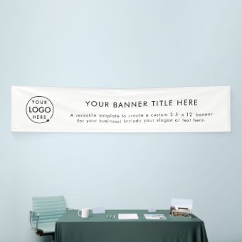 Business Logo | Simple Minimalist Modern White 12' Banner | Zazzle