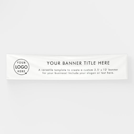 Business Logo | Simple Minimalist Modern White 12' Banner | Zazzle