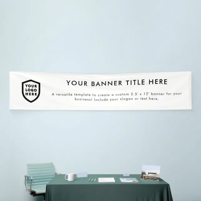Business Logo | Simple Minimalist Modern White Banner | Zazzle