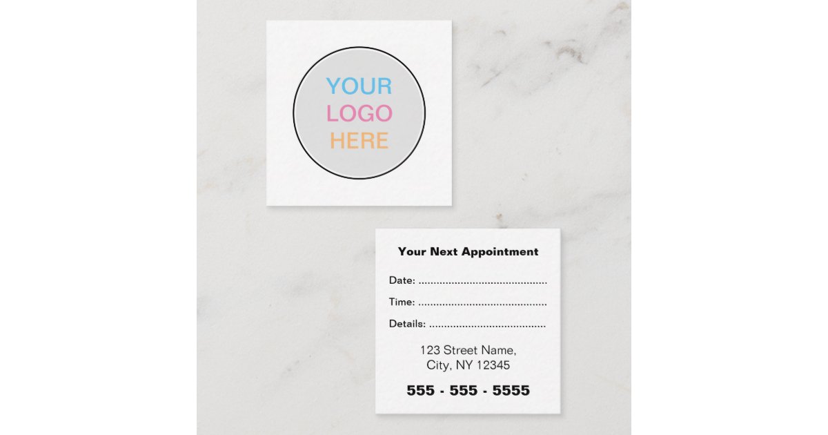 Business Logo Simple Square Appointment Card | Zazzle