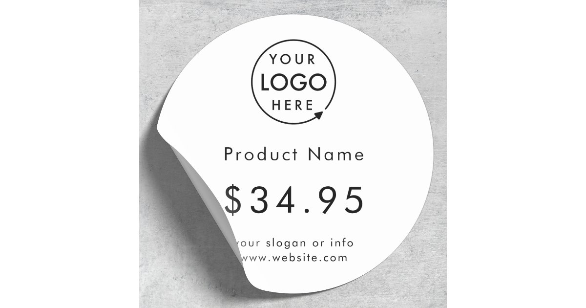 Business Logo | Simple White Price Tag Sticker | Zazzle