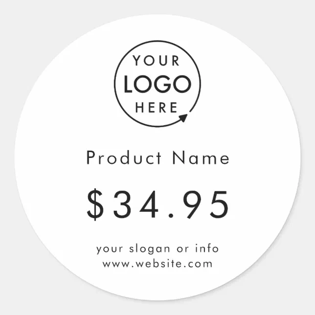 Business Logo | Simple White Price Tag Sticker | Zazzle