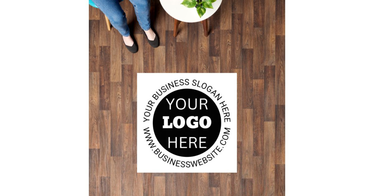 Business Logo Slogan website custom Floor Decals | Zazzle