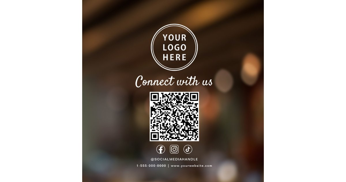 Business Logo Social Media Create Your QR Code Window Cling | Zazzle