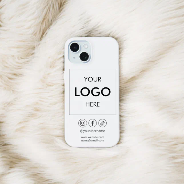 Business Logo Social Media White iPhone Case | Zazzle