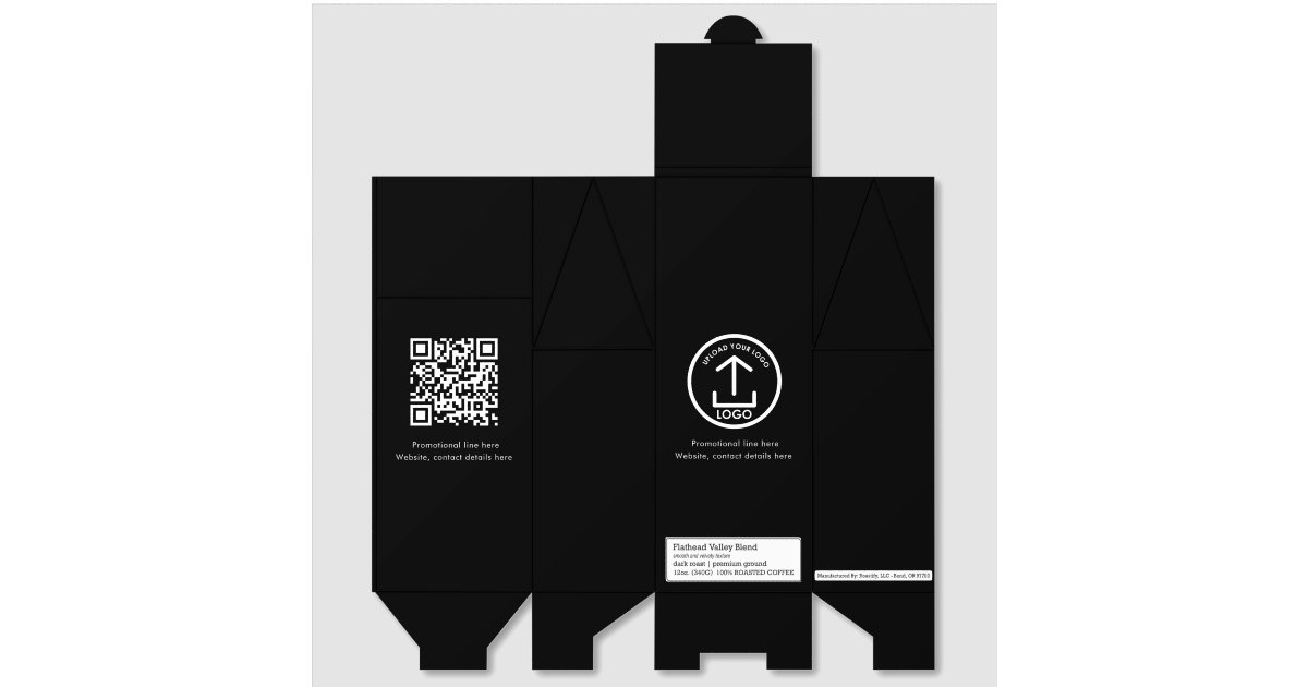 Business Logo Text Promo QR Code Black White Roasted Coffee | Zazzle